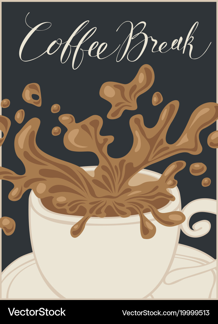 Banner with a cup coffee and inscription Vector Image