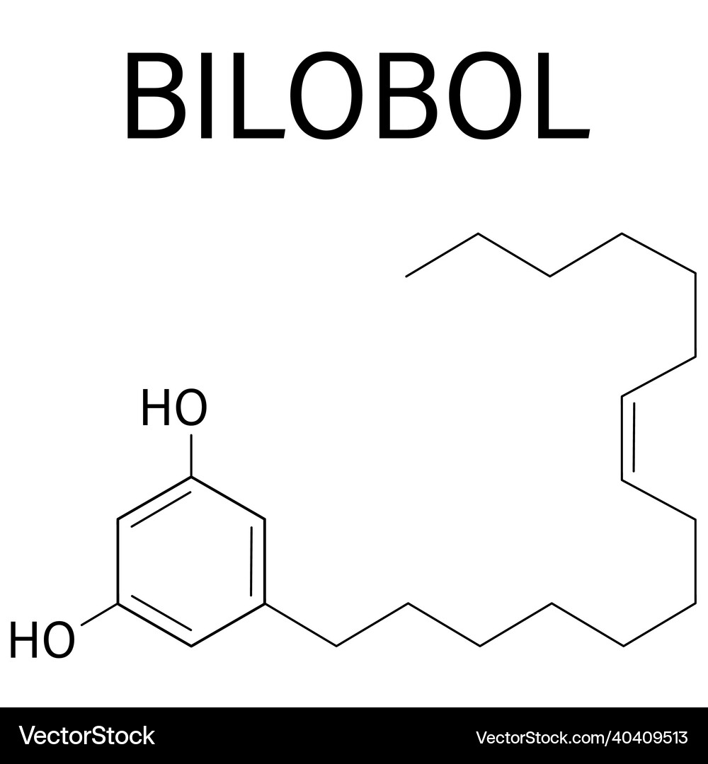 Bilobol ginkgo biloba molecule skeletal formula Vector Image