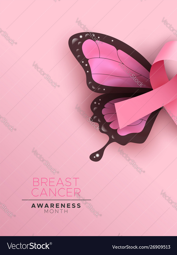 Breast Cancer Awareness Pink Butterfly Wing Ribbon