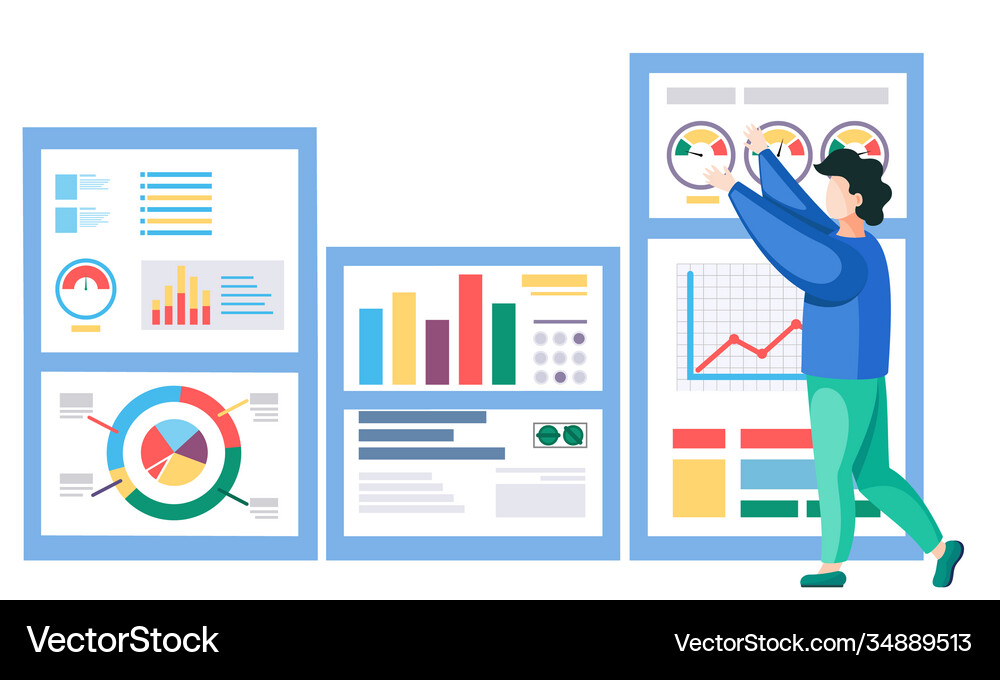 Businessman makes presentation near report Vector Image
