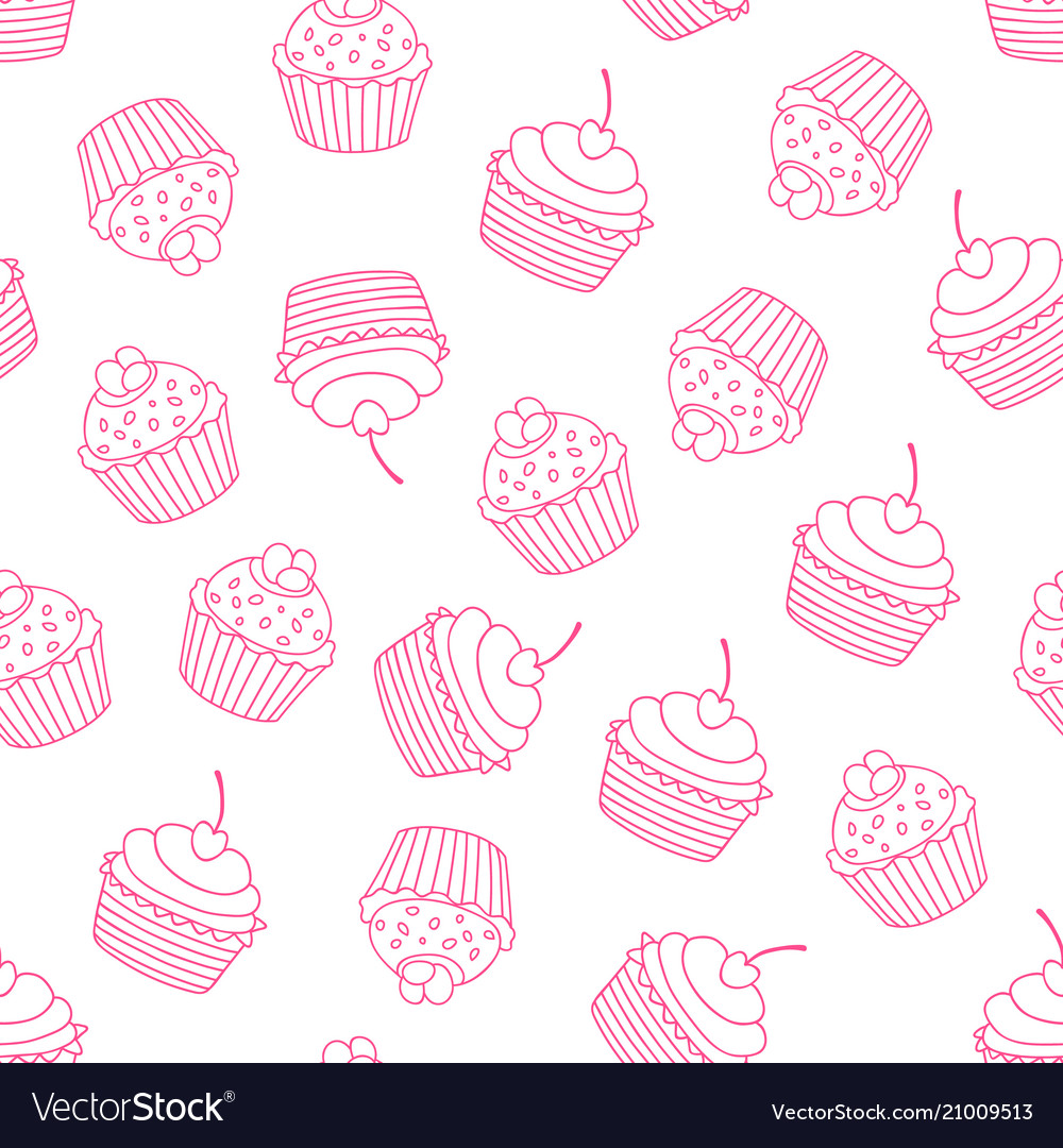 Cupcakes seamless pattern sweet background Vector Image