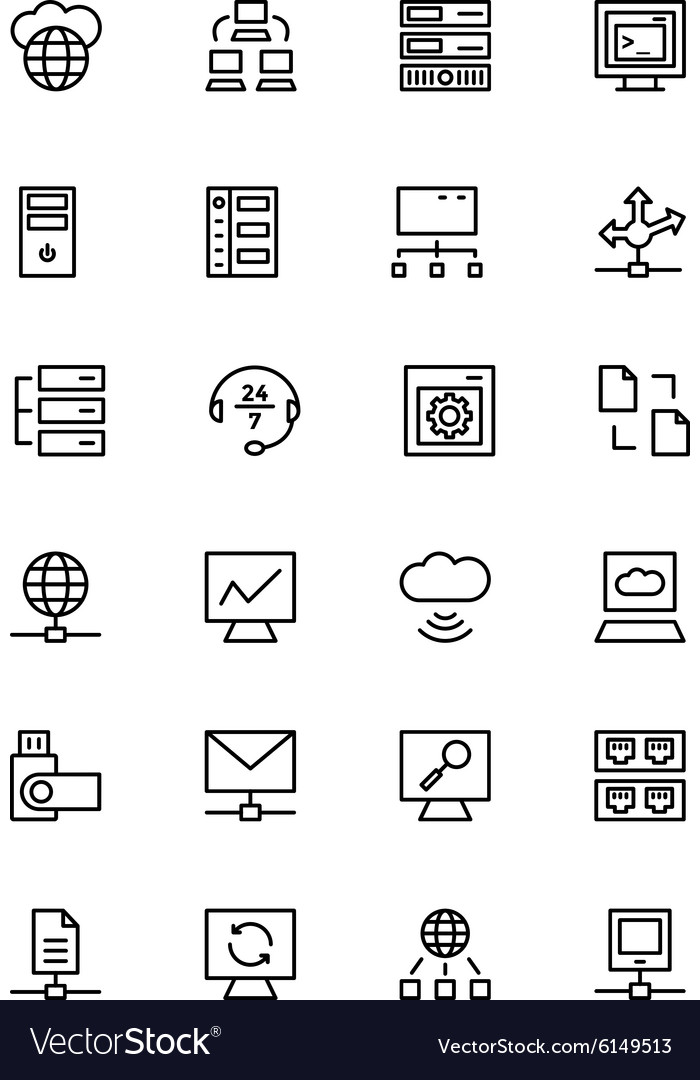 Database and server line icons 3 Royalty Free Vector Image