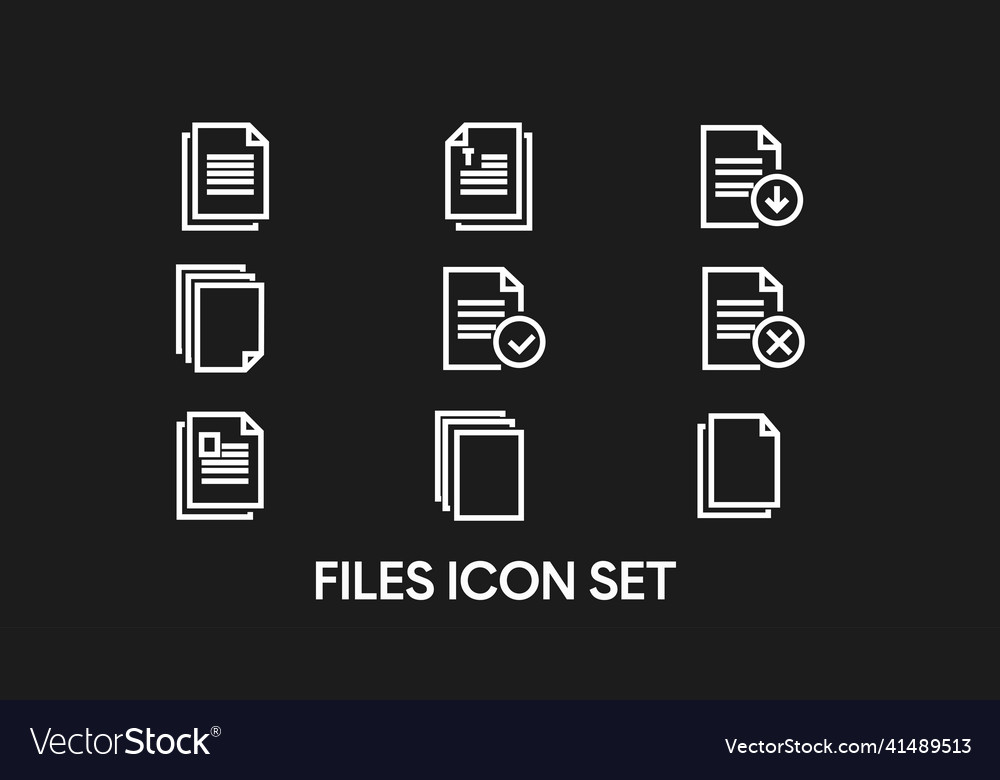 Files or documents icon set Royalty Free Vector Image