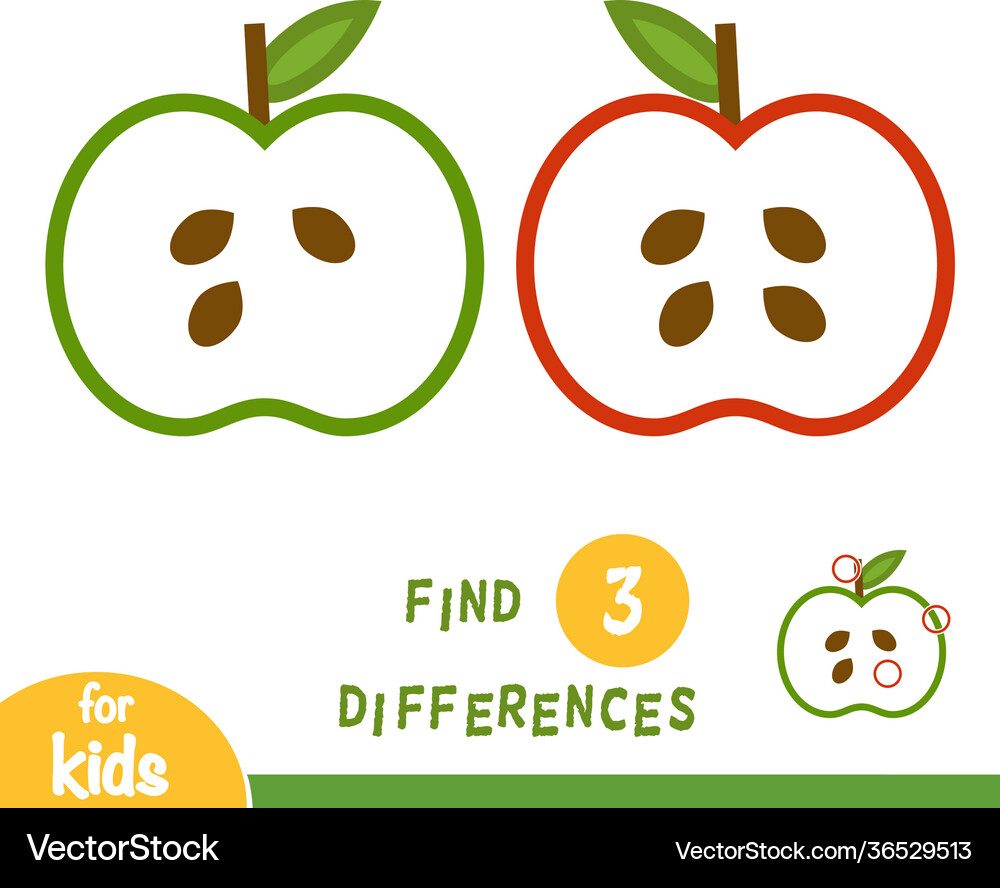 Find differences game for children apple Vector Image