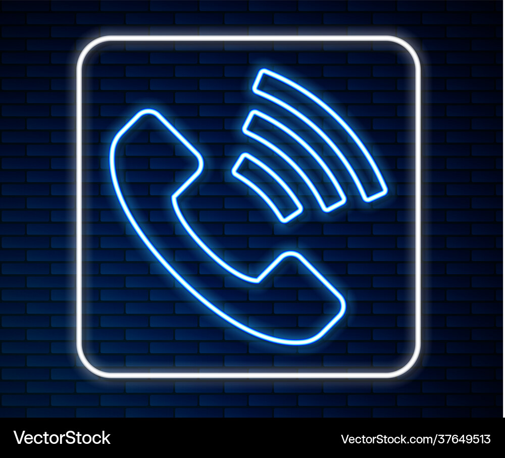 Glowing neon line telephone 24 hours support icon Vector Image