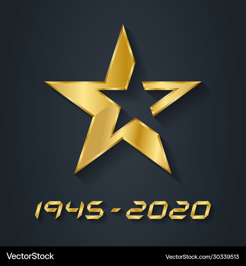 Gold star for victory day anniversary Royalty Free Vector
