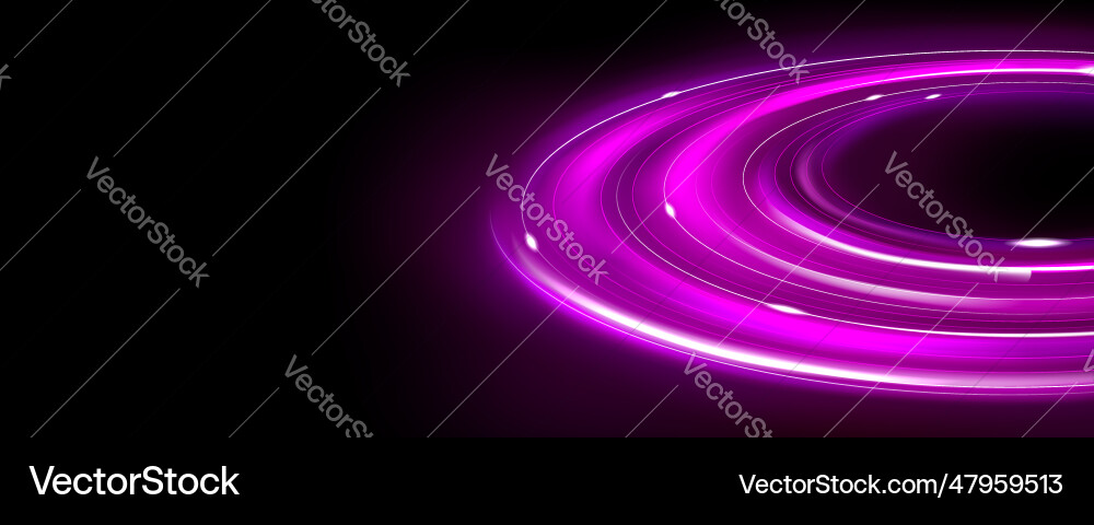 Pink neon planet ring and light energy line effect