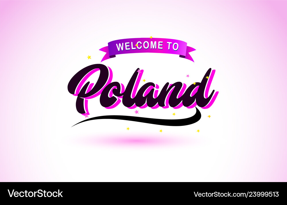 Poland welcome to creative text handwritten font Vector Image