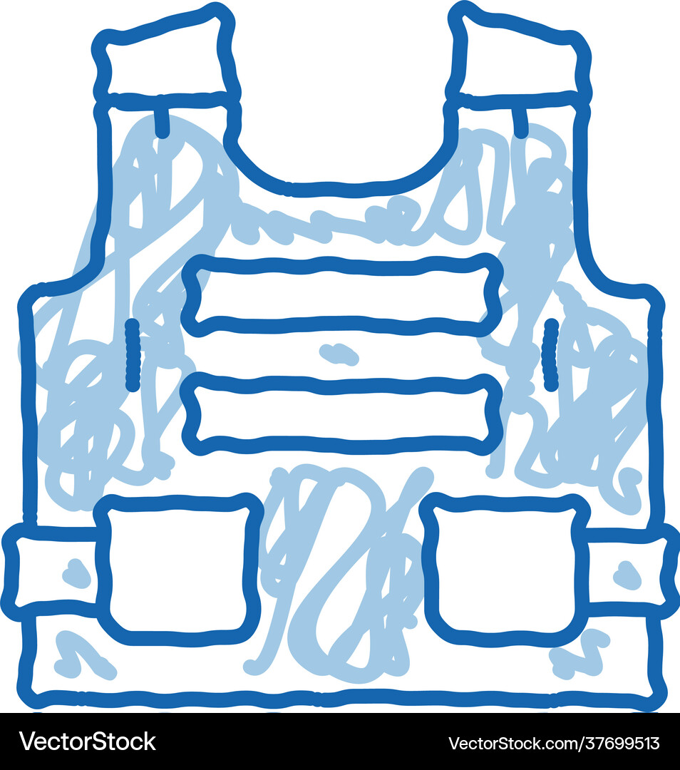 Police body safe armor doodle icon hand drawn Vector Image