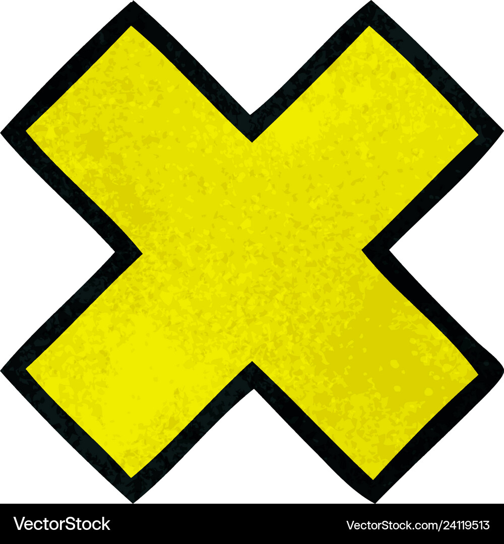 Retro grunge texture cartoon multiplication symbol