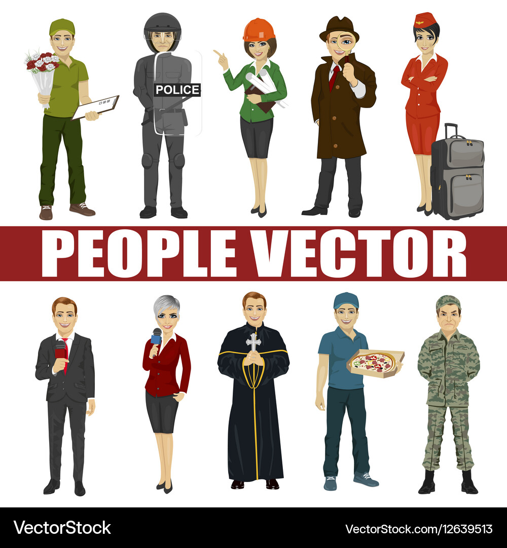 Set of diverse people various professionsective Vector Image