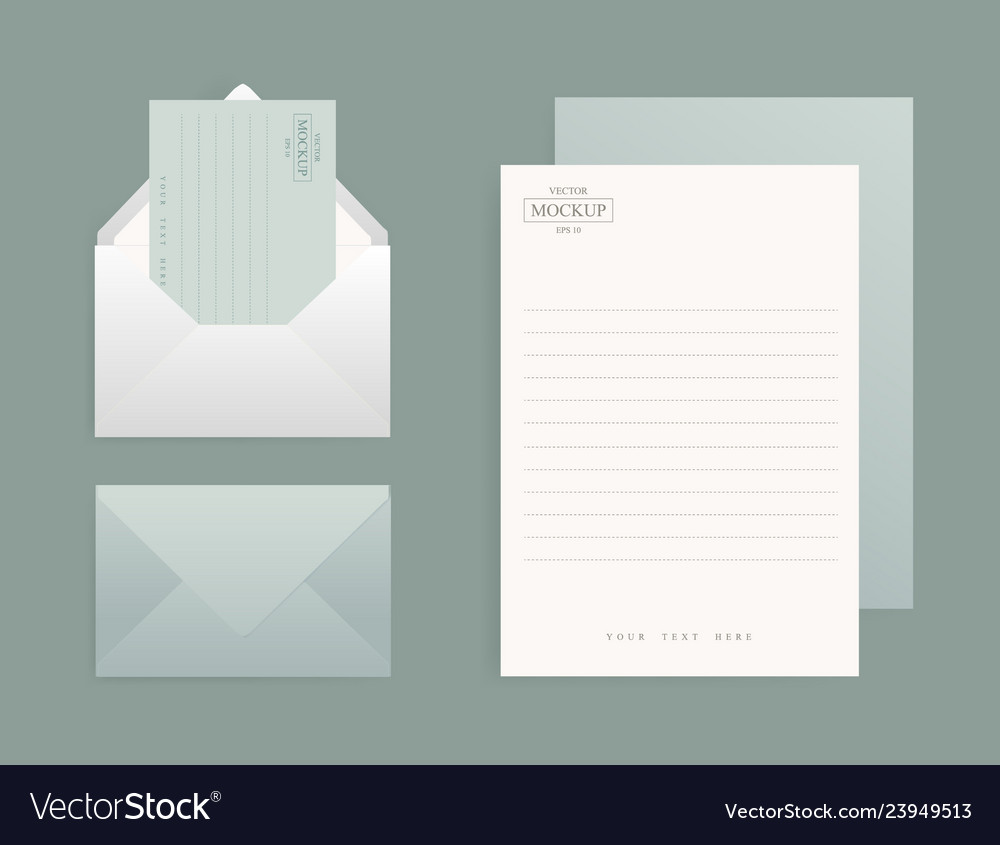 Set of realistic envelopes with a sheet paper Vector Image