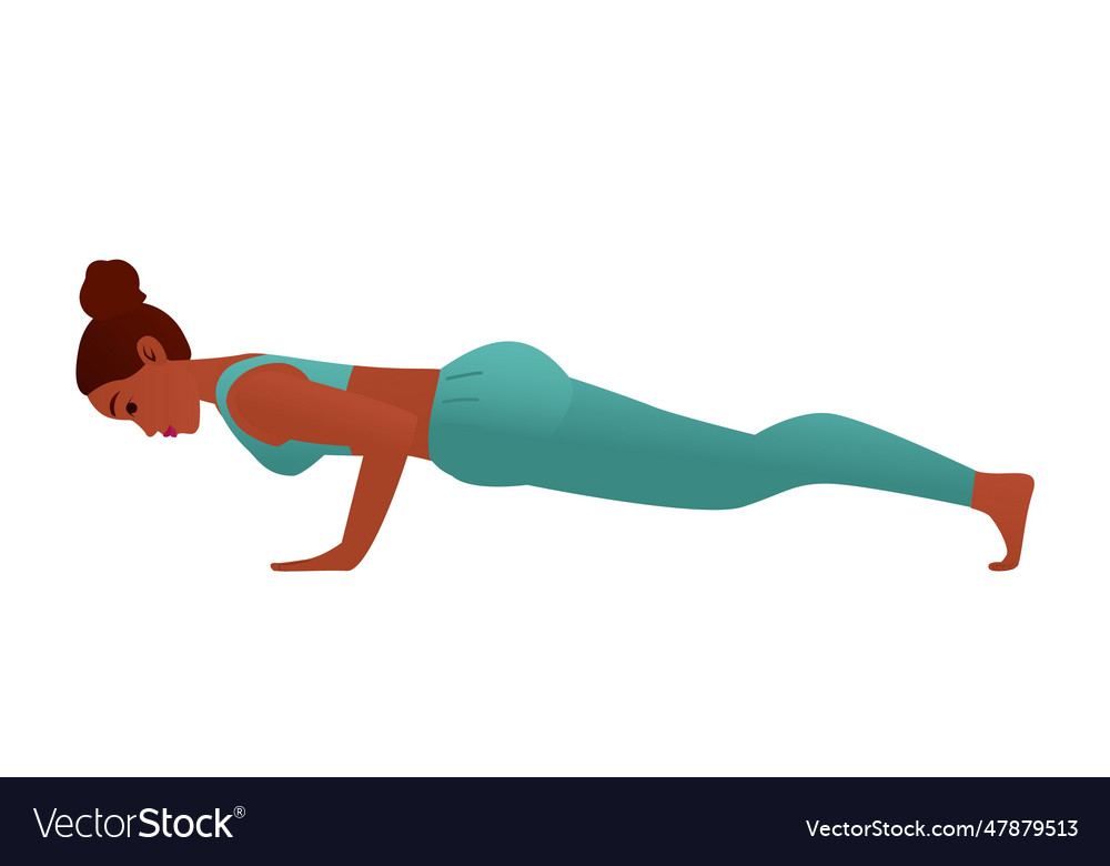 Woman doing yoga pose chaturanga pose flat Vector Image