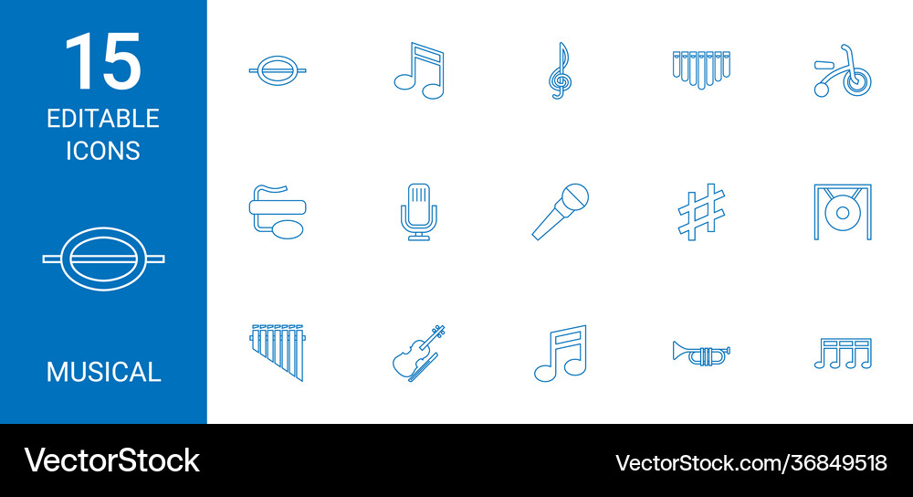 15 musical icons Royalty Free Vector Image - VectorStock