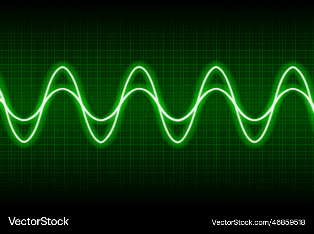 Abstract neon green cosine curve pattern on dark Vector Image