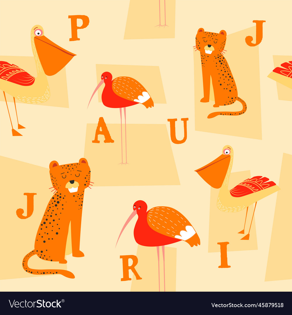 Animal alphabet learning letters with personages Vector Image