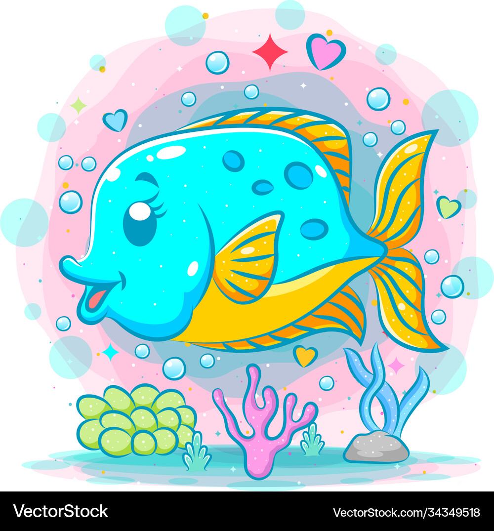 Blue little discus with beautiful eyes Royalty Free Vector
