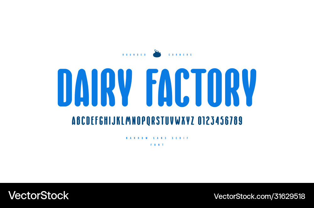 Decorative narrow sans serif font Royalty Free Vector Image