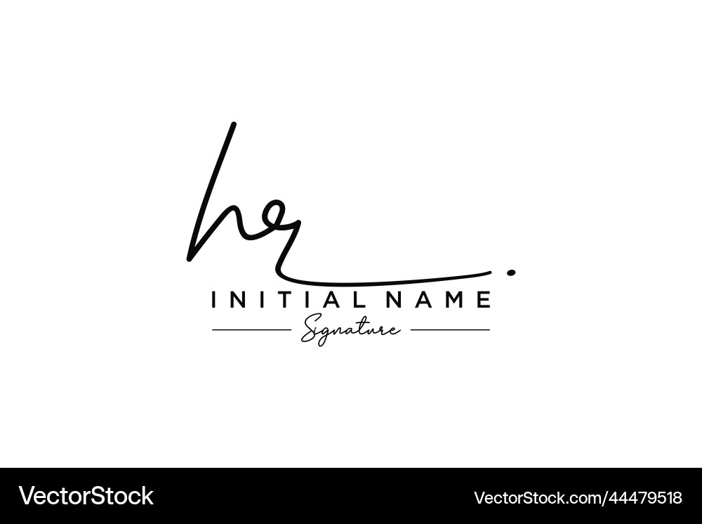 Initial hr signature logo template hand drawn Vector Image
