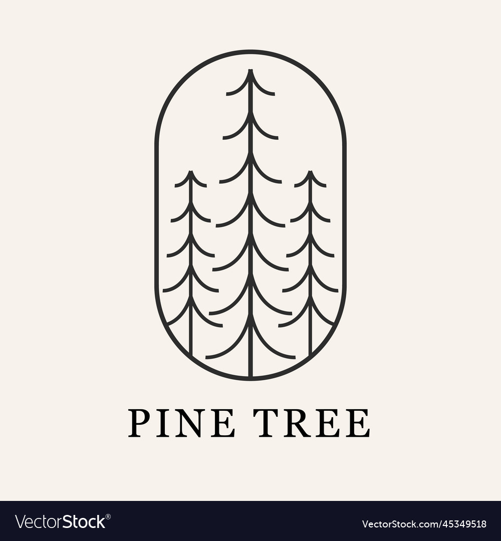 Pine tree simple line art logo symbol design Vector Image