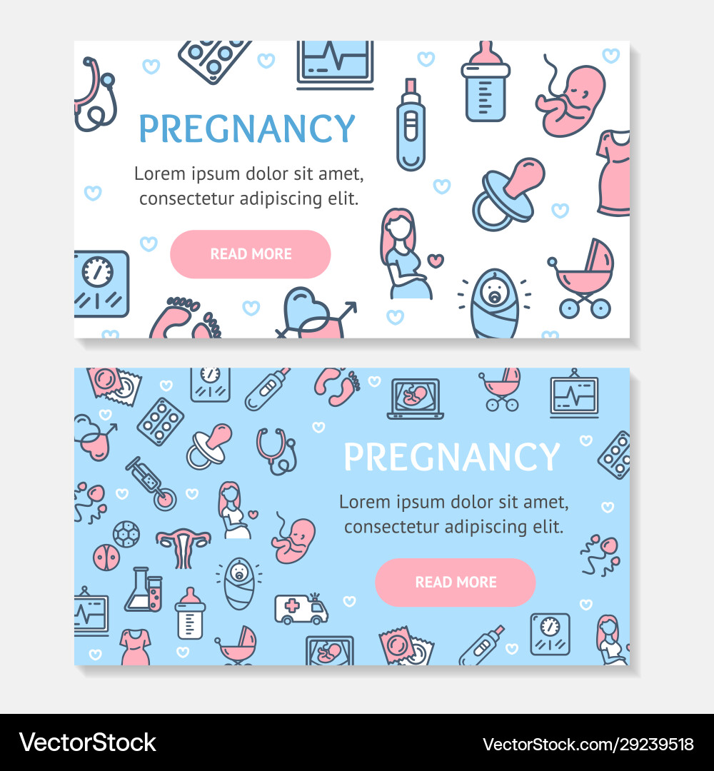 Pregnance banner poster card ad horizontal set Vector Image
