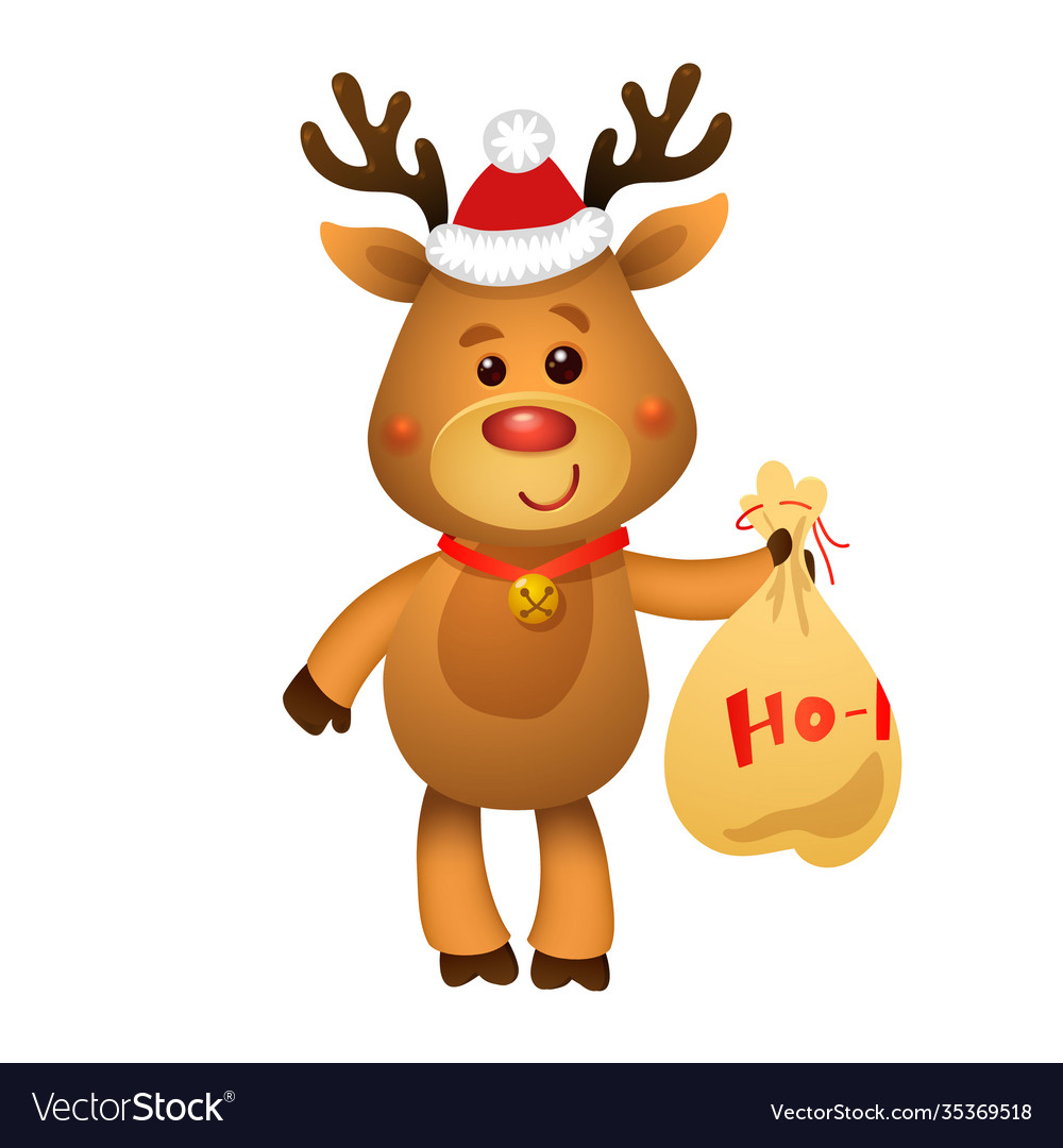 Santa s reindeer rudolph and gifts Royalty Free Vector Image