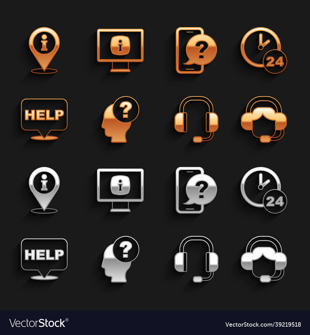 Set head with question mark clock 24 hours woman Vector Image