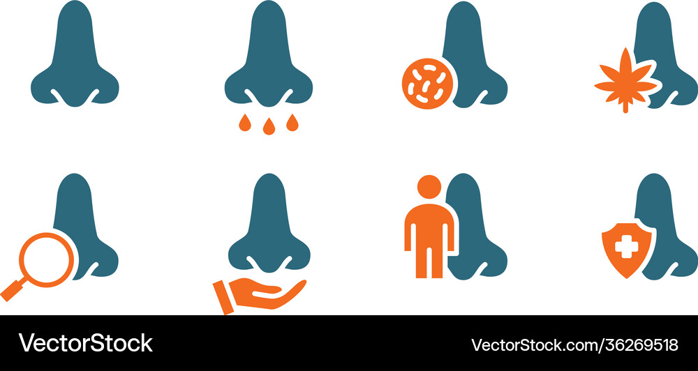 Set human nose colored icon healthy olfactor Vector Image