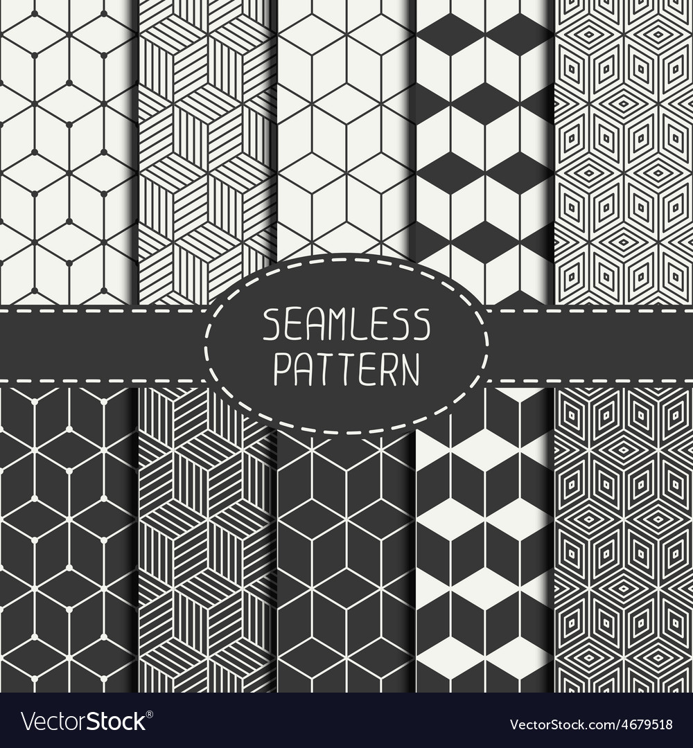 Set Of Geometric Abstract Seamless Cube Pattern Vector Image
