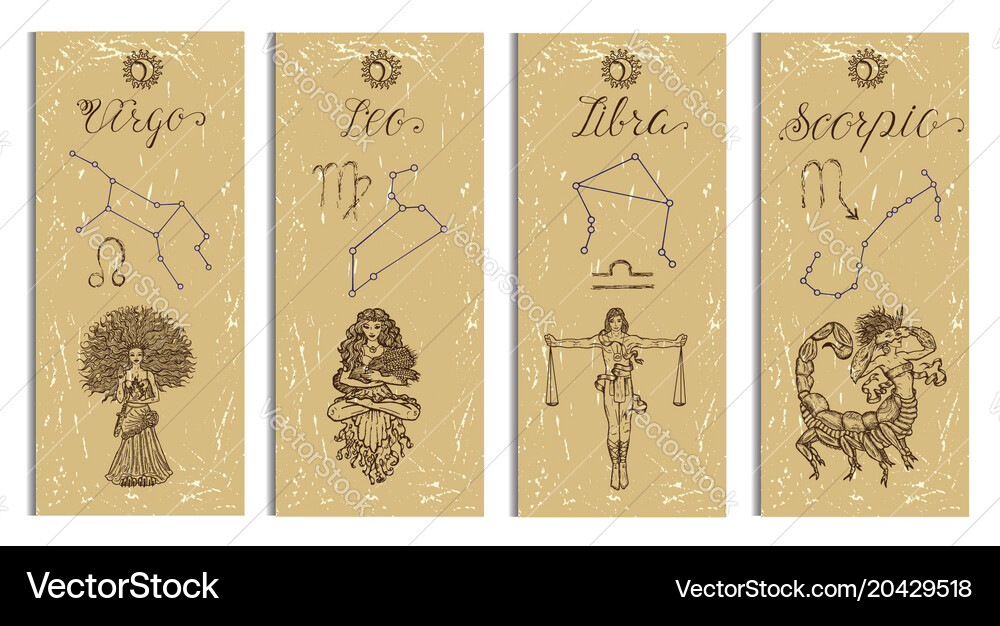Set with leo virgo libra and scorpio Royalty Free Vector