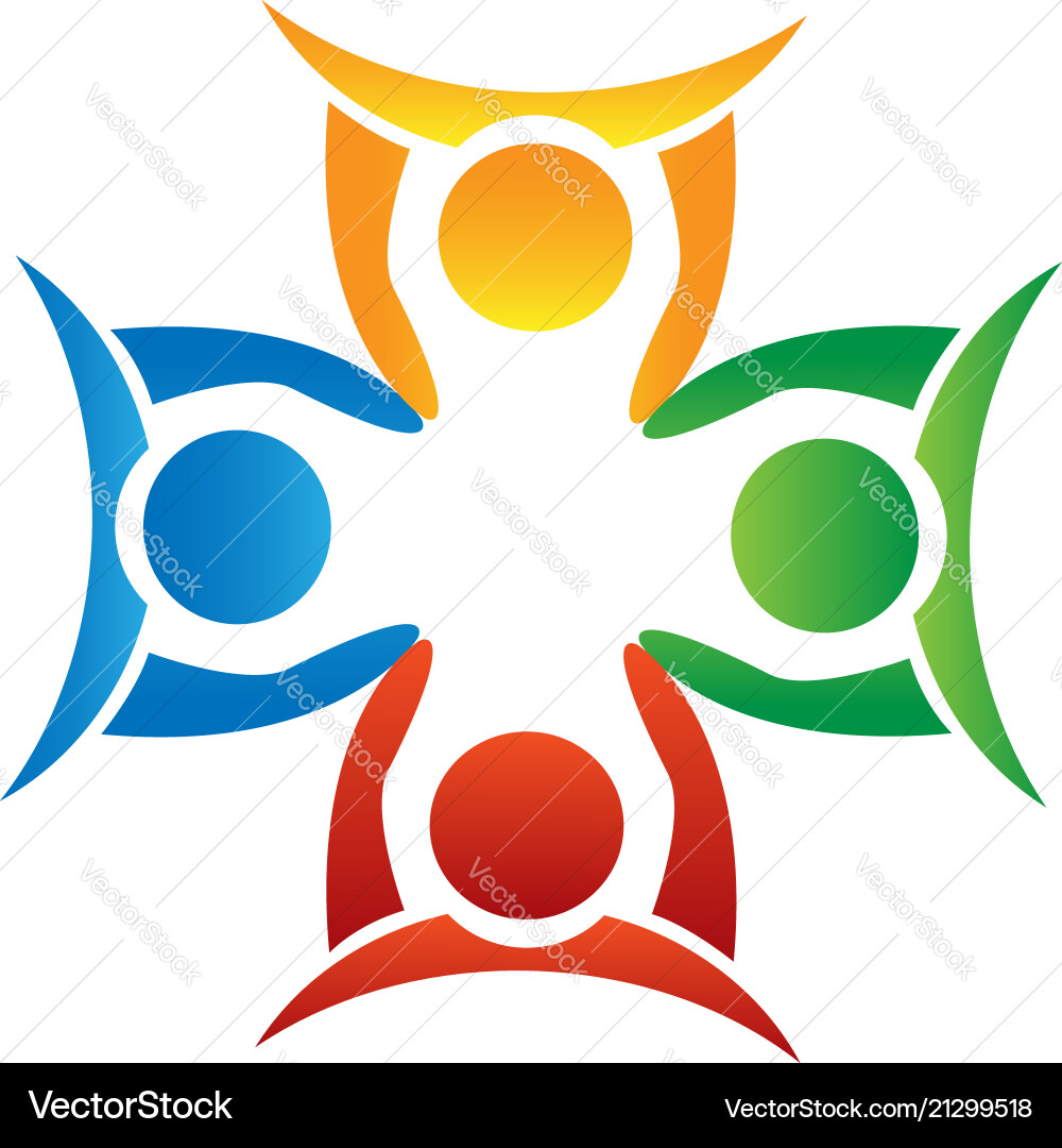 Teamwork colorful people icon logo Royalty Free Vector Image
