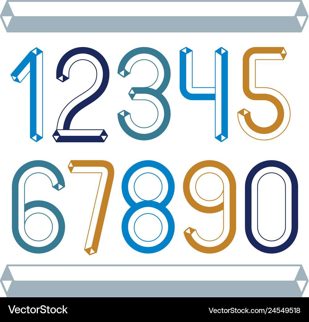 Trendy vintage digits numerals collection retro Vector Image