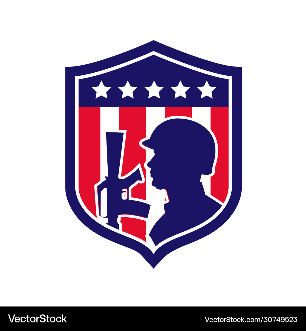 American soldier with flag crest Royalty Free Vector Image