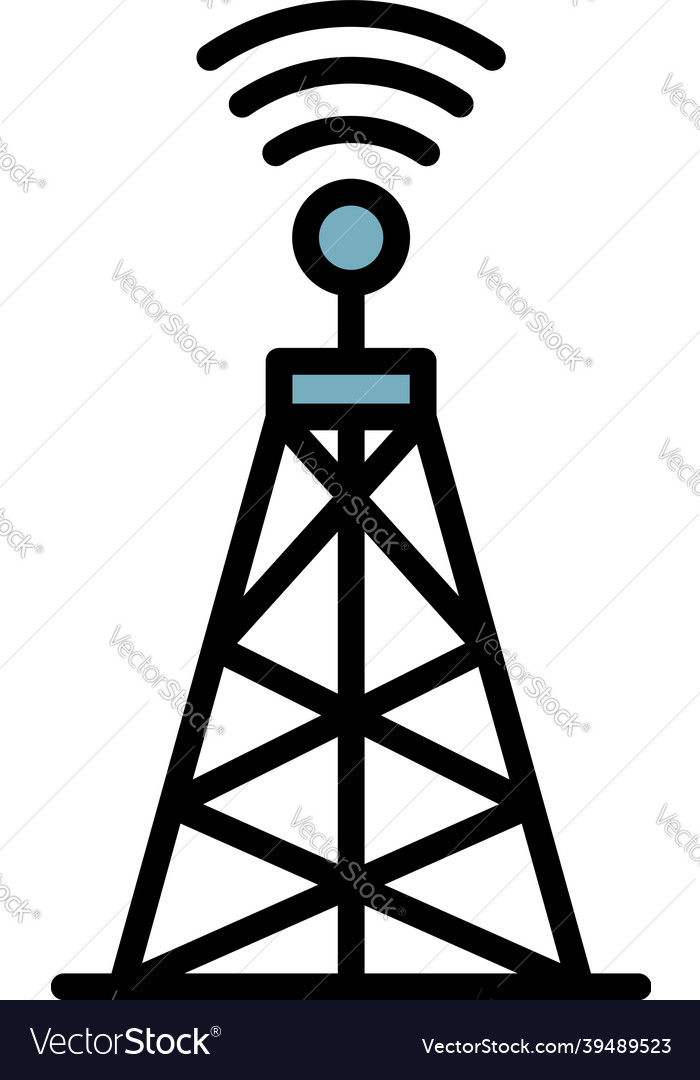 Communication Transmitter Icon Color Outline Vector Image