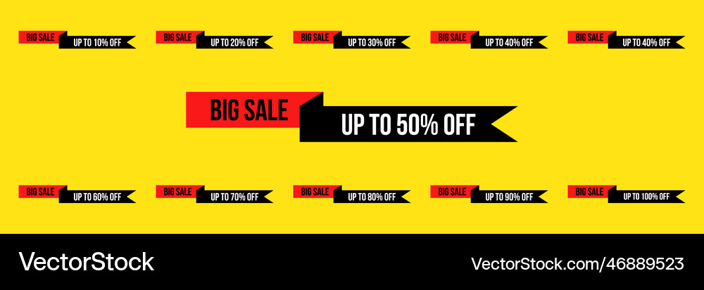 Discount badge in yellow background Royalty Free Vector