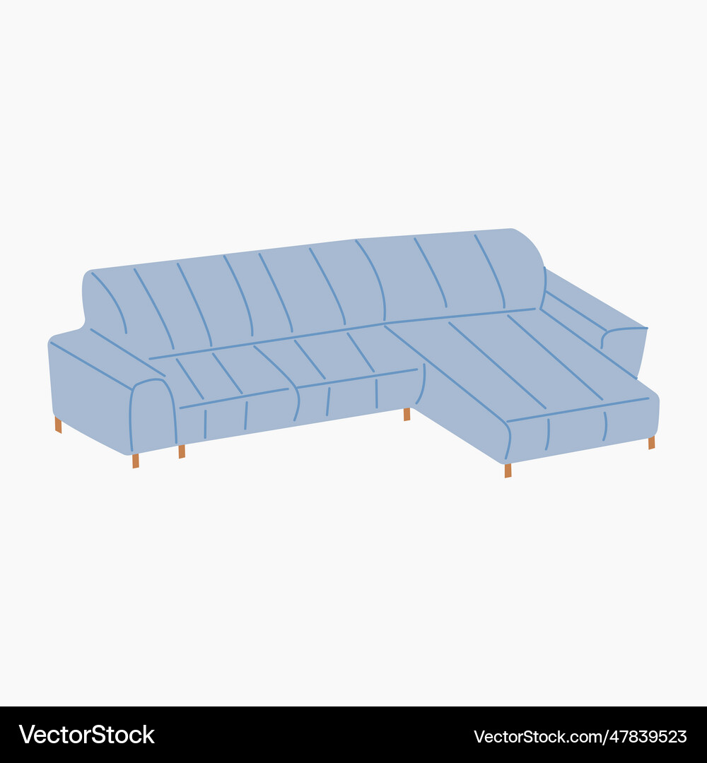 Furniture for interior design corner blue sofa Vector Image