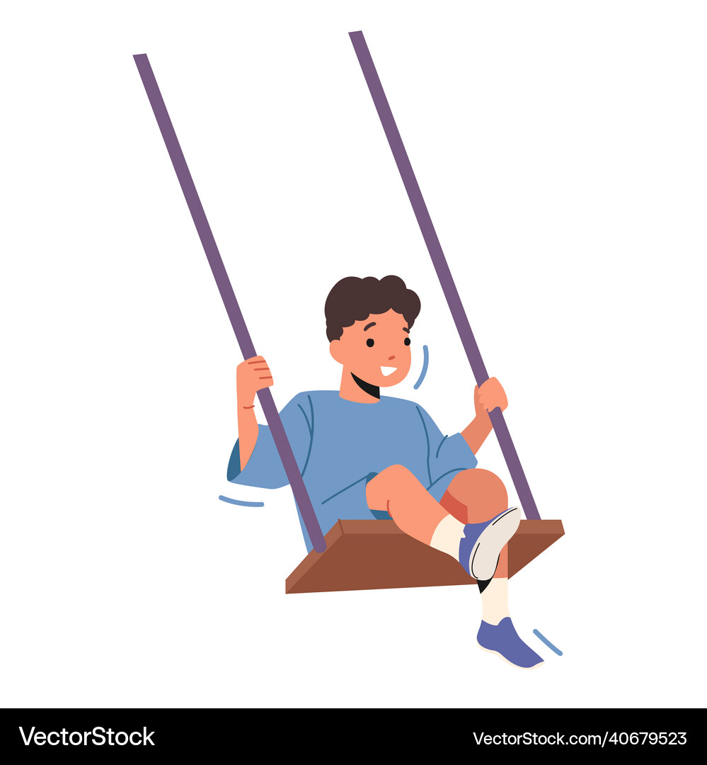 Happy Boy Swing Isolated On White Background Vector Image