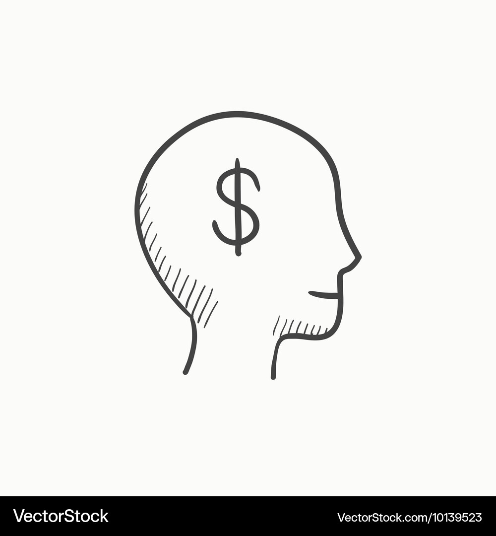 Head with dollar symbol sketch icon Royalty Free Vector
