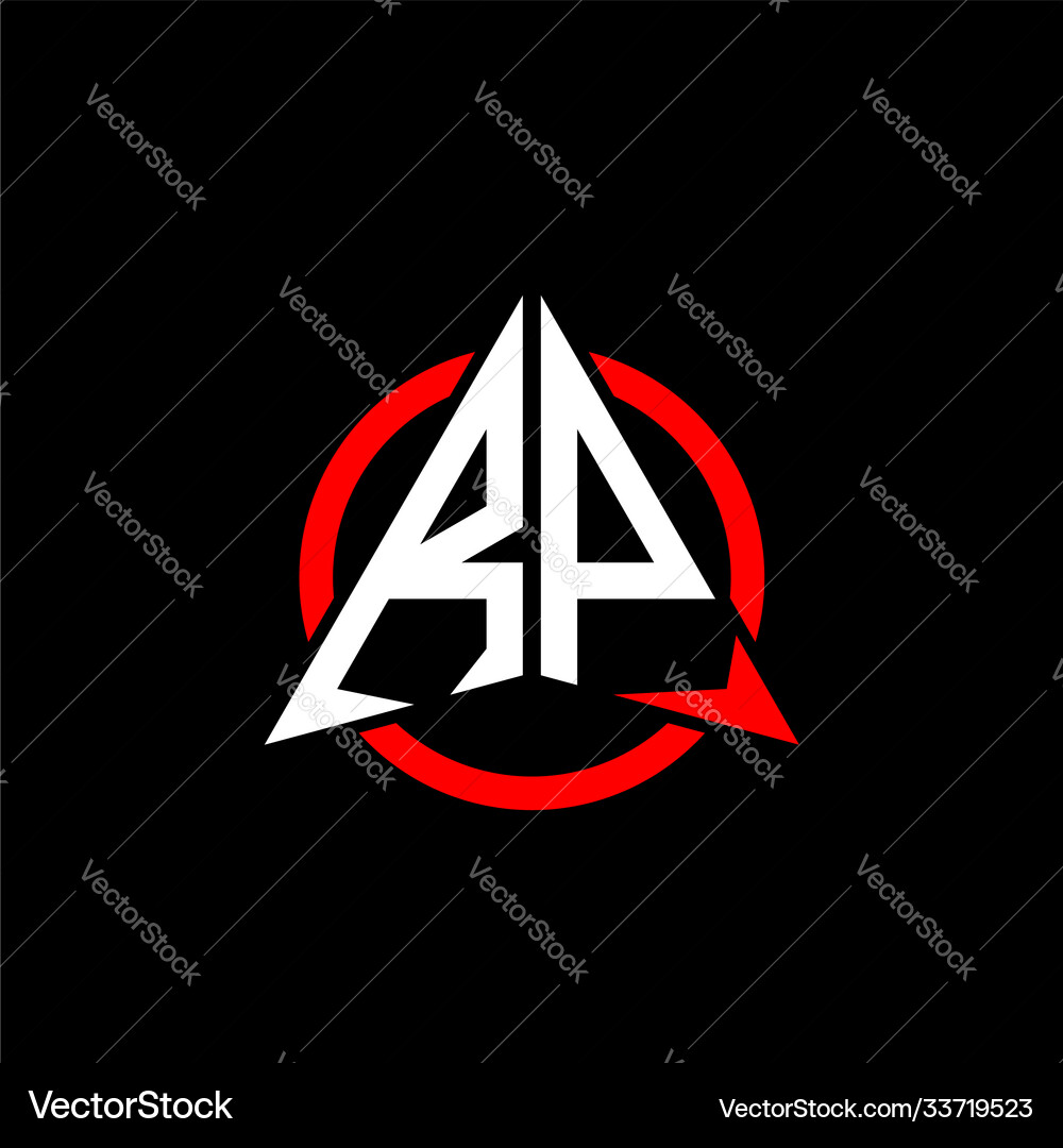 Initial logo arrow r p white color with red ring Vector Image