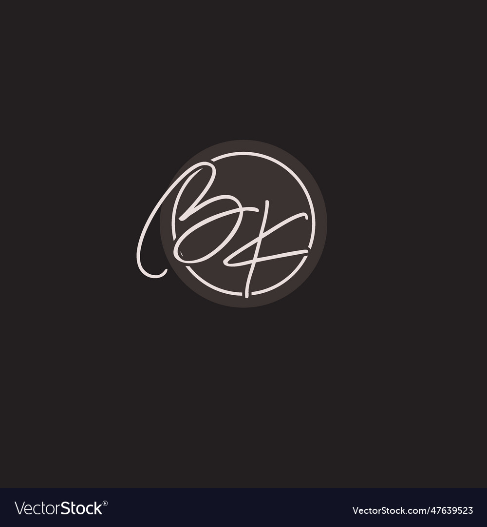 Initials bk logo monogram with simple circle line Vector Image