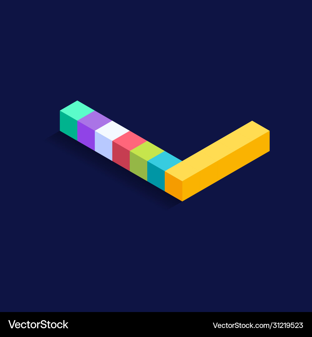 Letter l isometric colorful cubes 3d design Vector Image