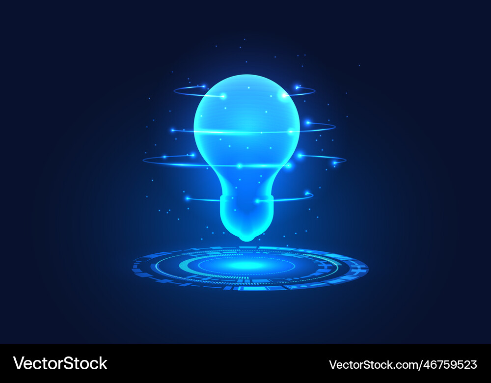 Light bulb on the top of technology circle Vector Image
