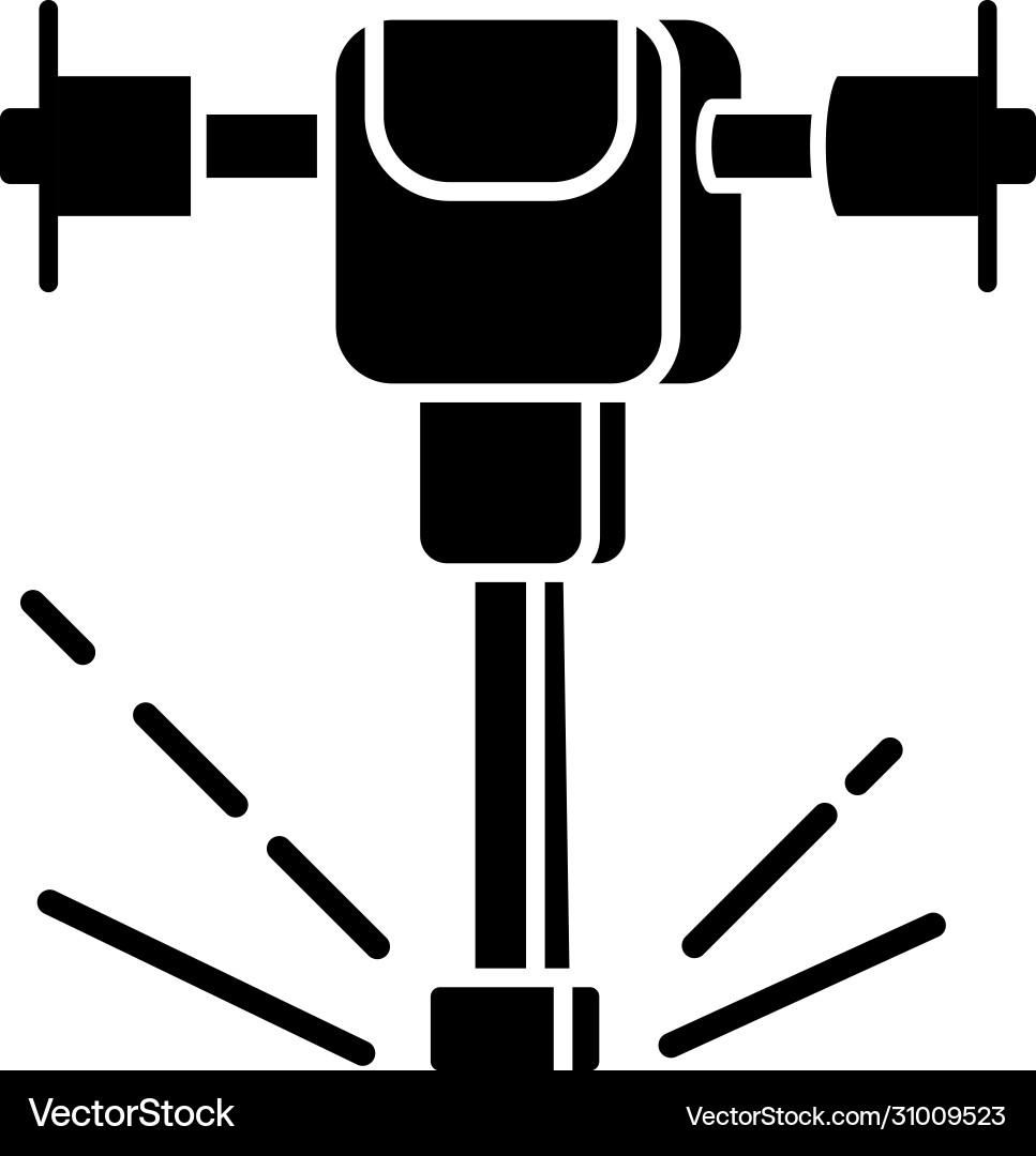 Road works perforator black glyph icon Royalty Free Vector