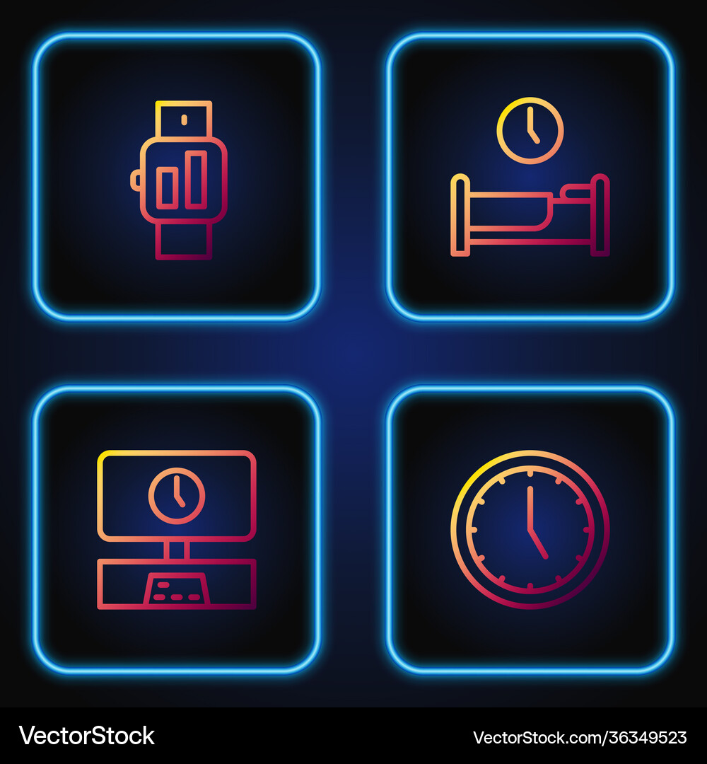 Set line clock smart tv time smartwatch and time Vector Image