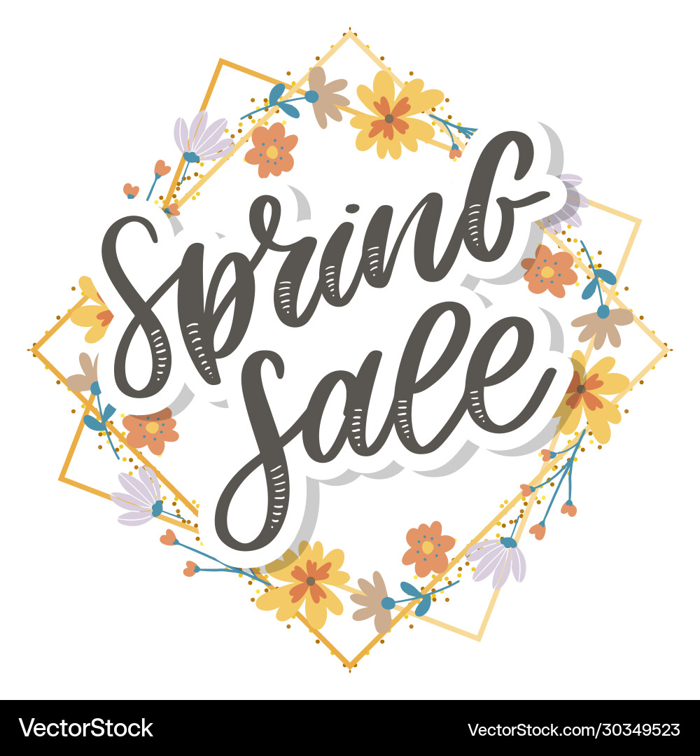 Spring sale word hanging on leaves with strings Vector Image