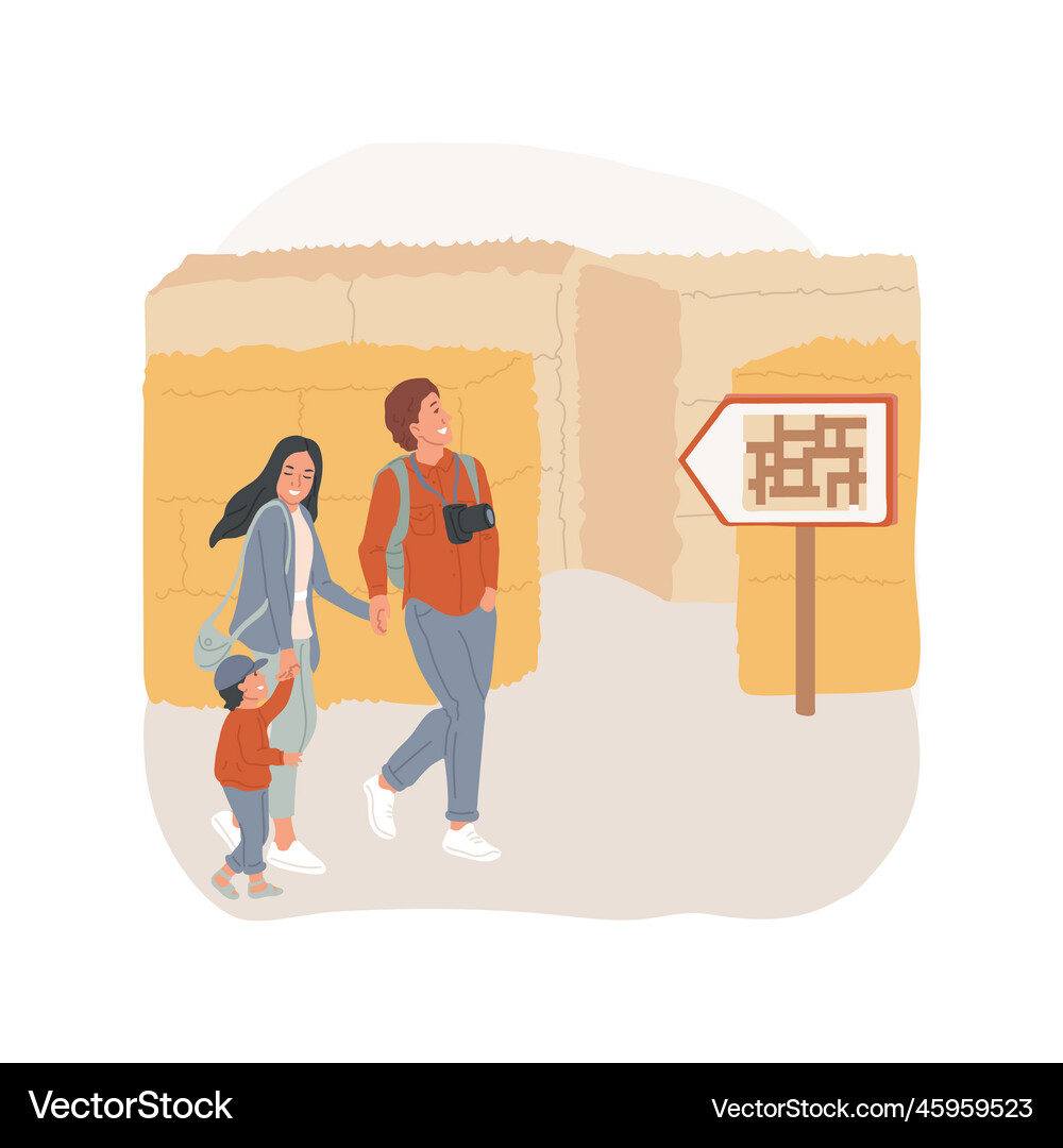 Straw bale maze isolated cartoon Royalty Free Vector Image