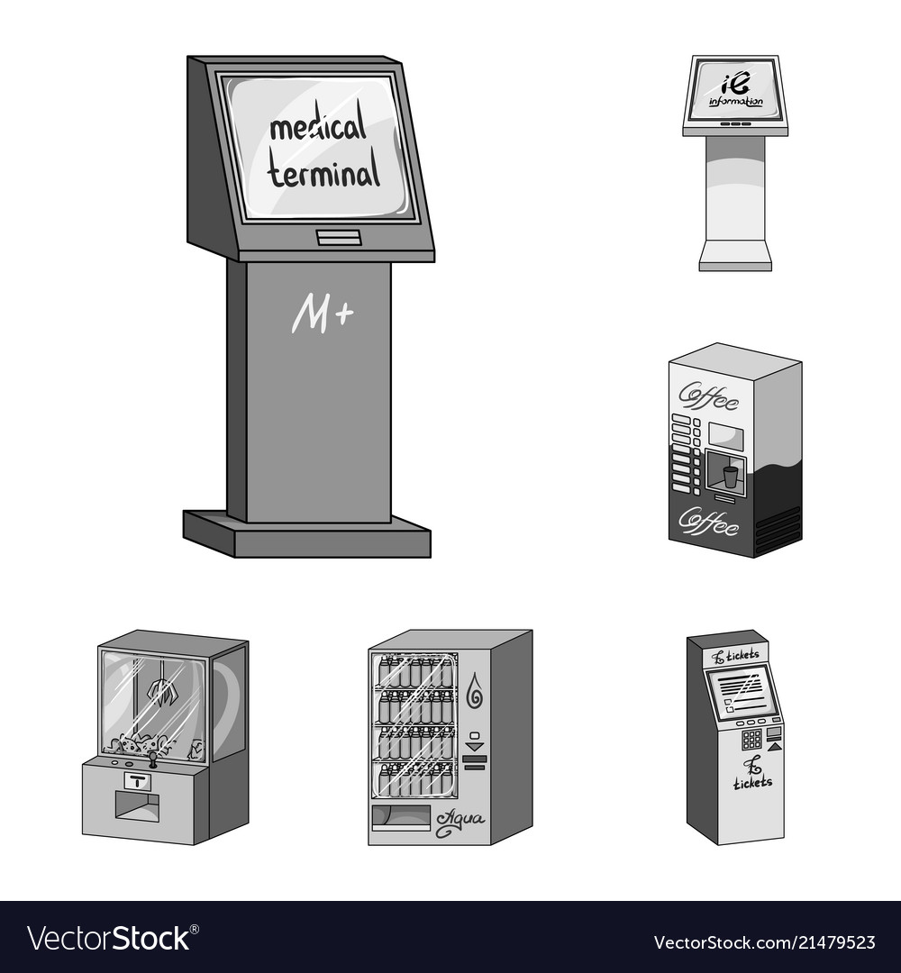 Variety of terminals monochrome icons in set Vector Image
