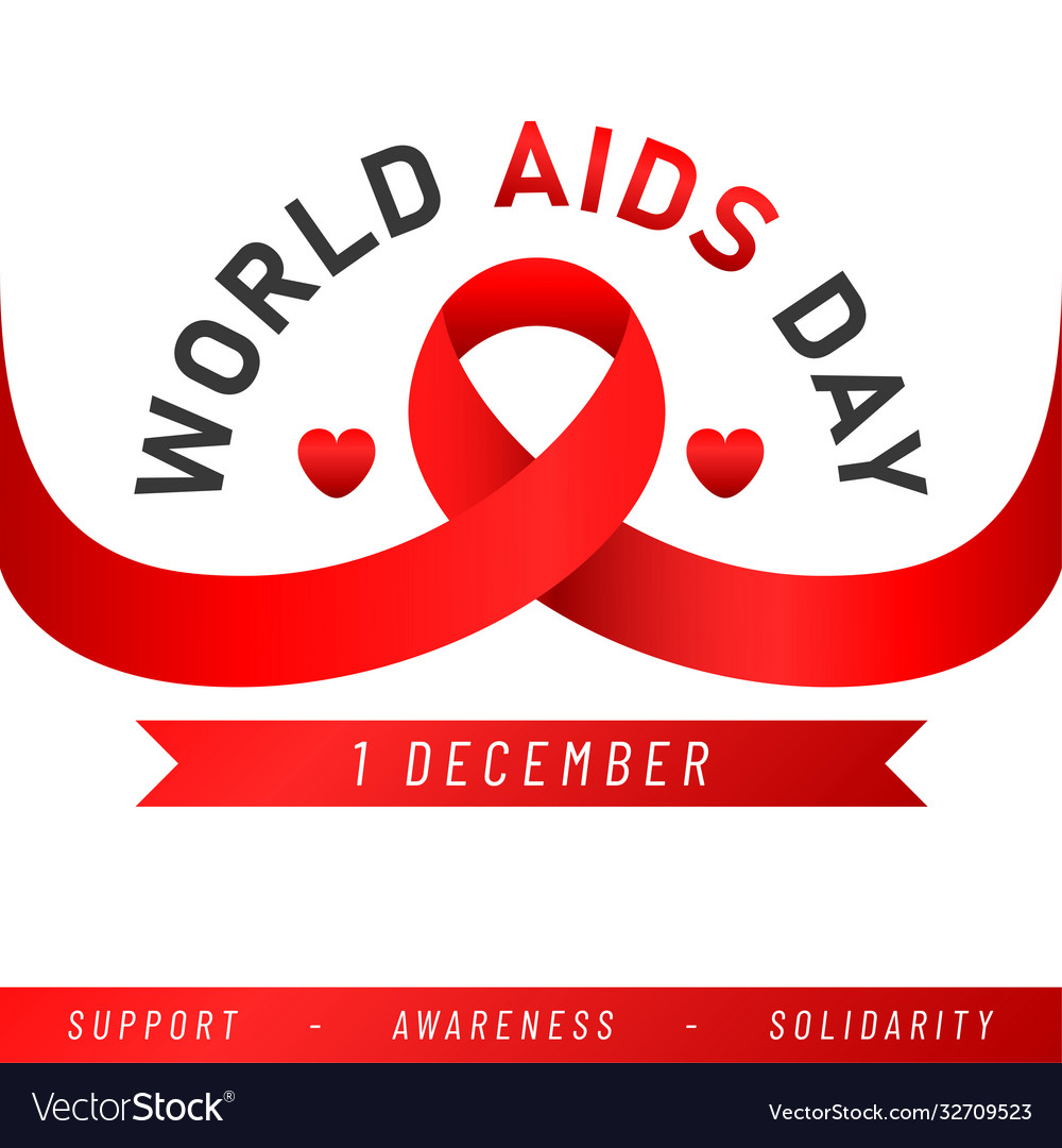 World aids day poster aids awareness red ribbon Vector Image