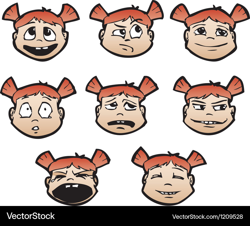 Cartoon emotional faces female Royalty Free Vector Image