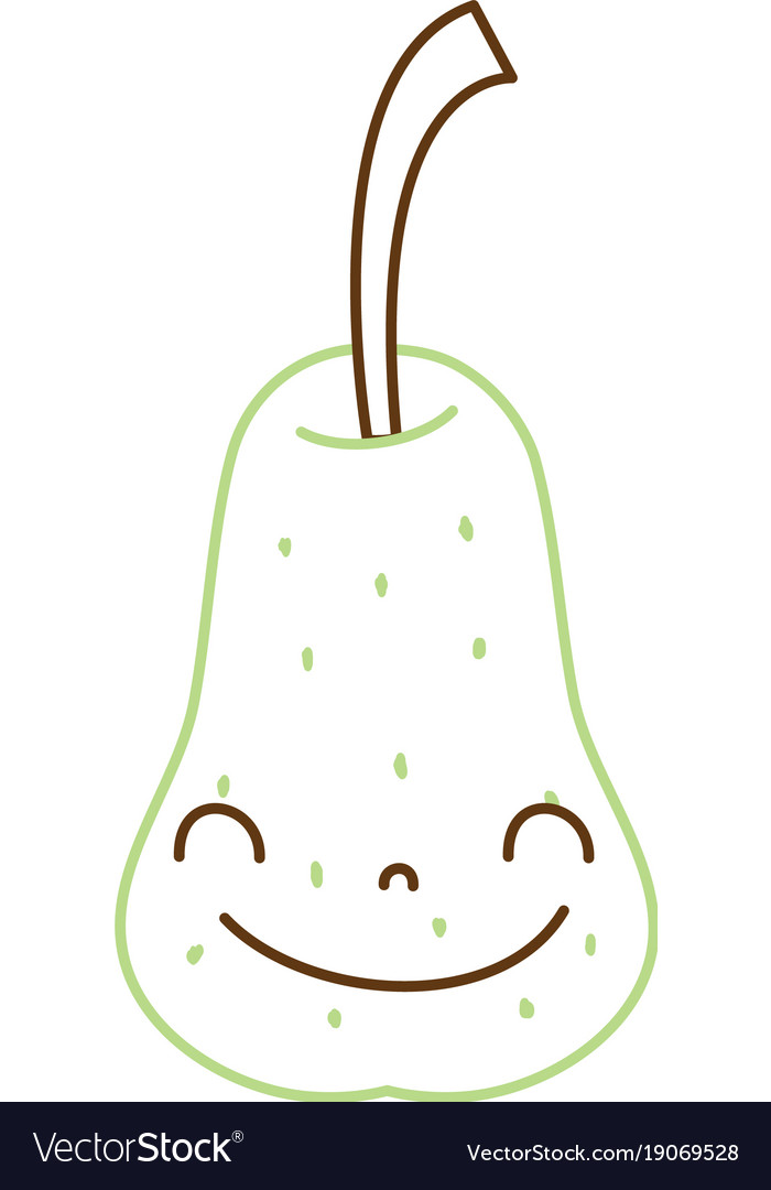 Color line cute pear kawaii happy fruit Royalty Free Vector